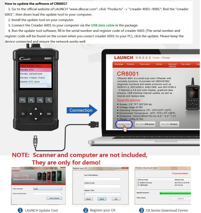 USB Cable of LAUNCH Creader CR4001 CR5001 CR6001 Software Update|LAUNCH ...